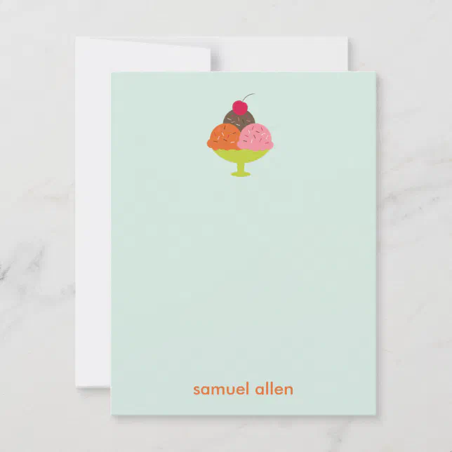 Ice Cream Sundae Thank You Cards (Blue) | Zazzle