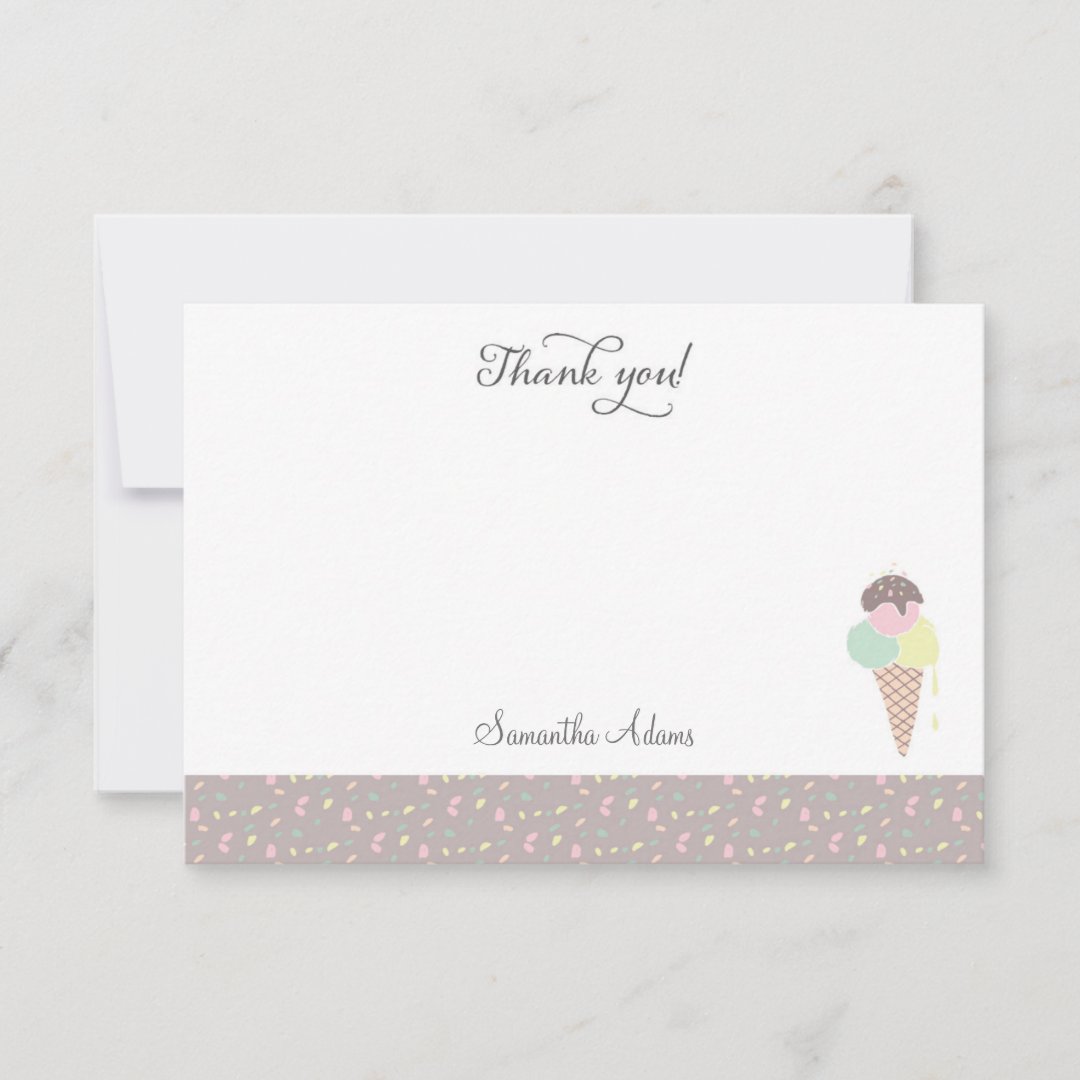 Ice Cream Thank You Card | Zazzle