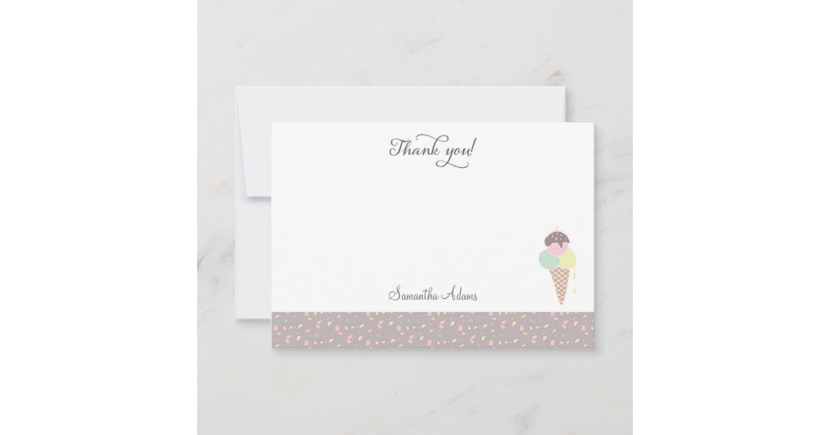 Ice Cream Thank You Card | Zazzle