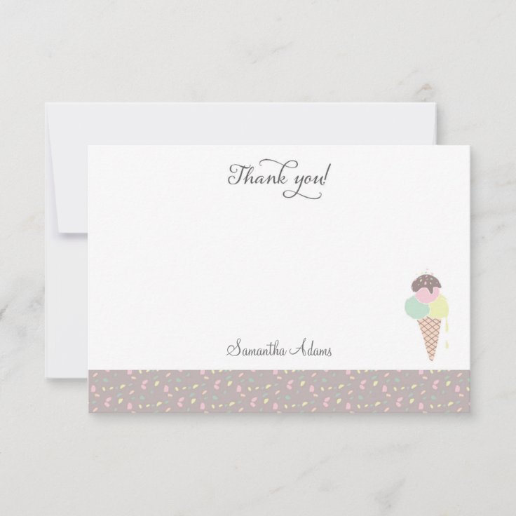 Ice Cream Thank You Card | Zazzle