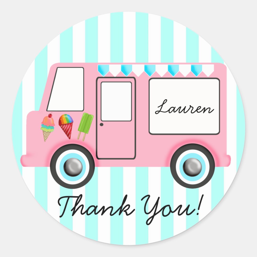 Ice Cream Truck Classic Round Sticker | Zazzle