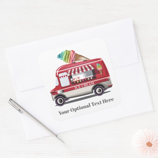 Ice Cream Truck custom text stickers | Zazzle