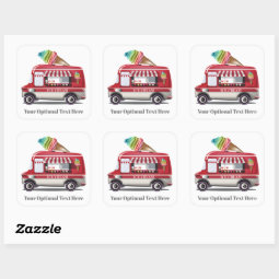 Ice Cream Truck custom text stickers | Zazzle