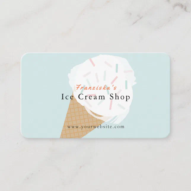 Ice Cream with Sprinkles Blue Shop Business Card | Zazzle