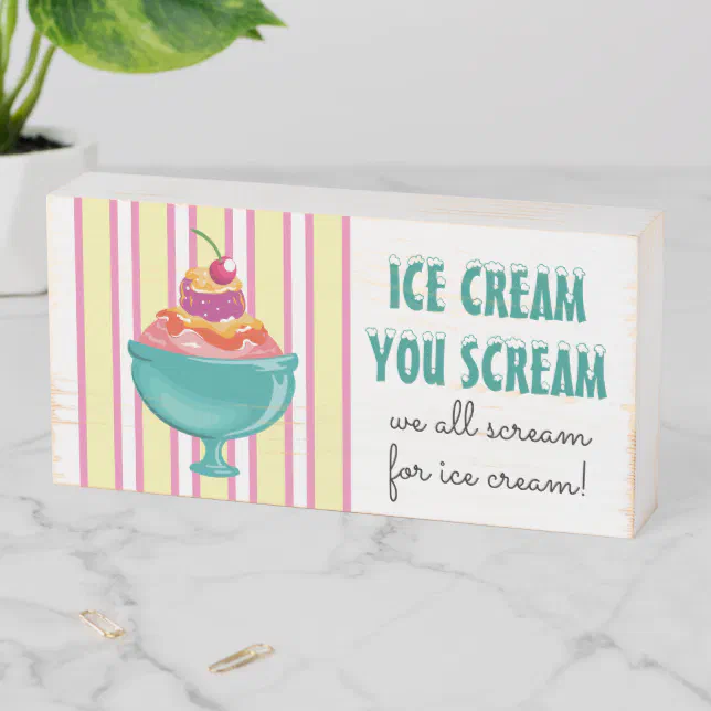 Ice Cream You Scream Wooden Box Sign | Zazzle