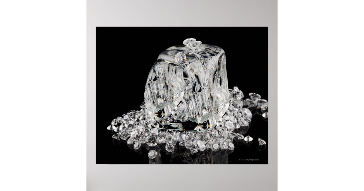 Ice cubes melting into diamonds poster | Zazzle