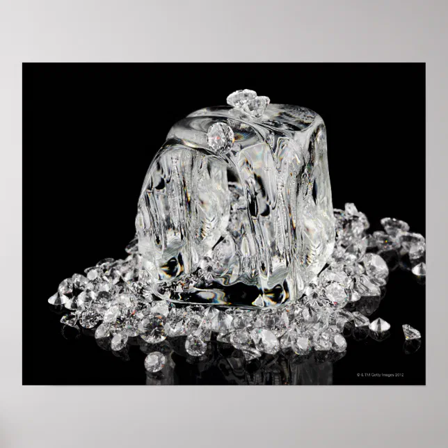 Ice cubes melting into diamonds poster | Zazzle