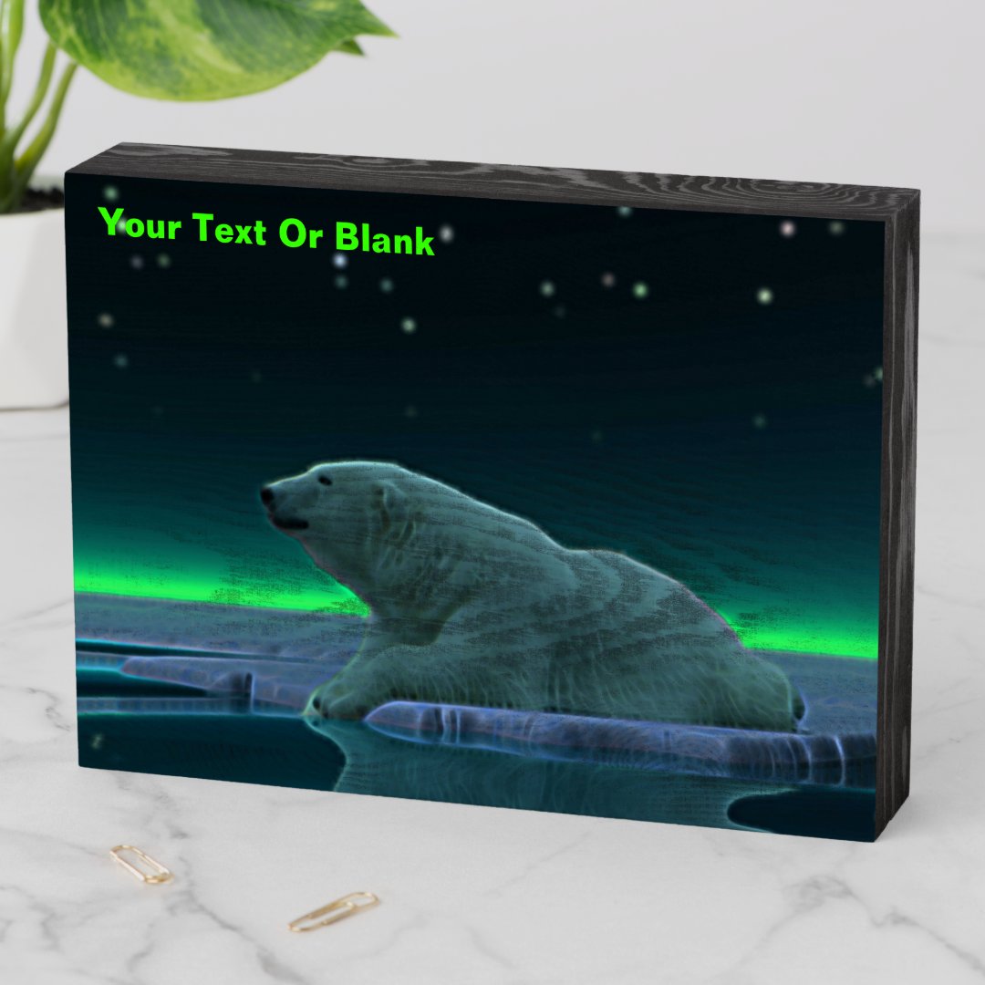 Ice Edge Polar Bear Wooden Box Sign | Zazzle