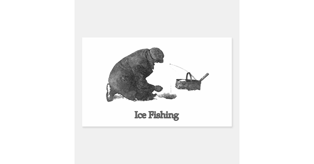 Ice Fishing Rectangular Sticker | Zazzle