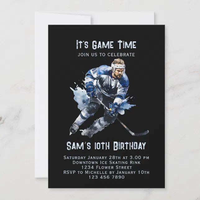 Ice Hockey Birthday Invitation, Ice-Hockey Party Invitation | Zazzle