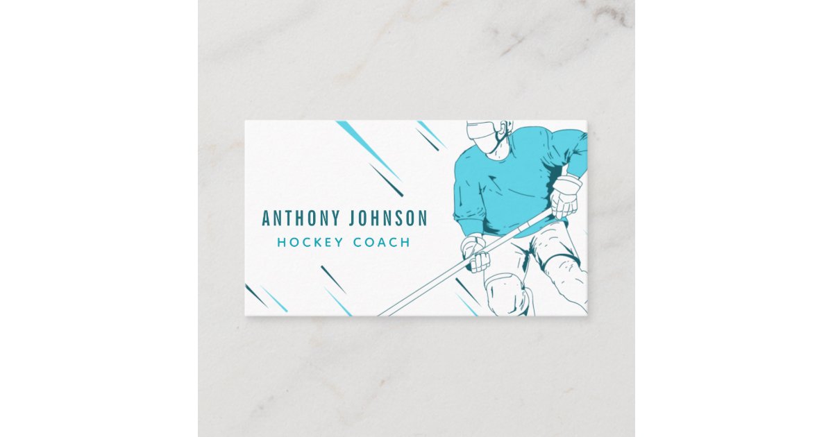 Ice Hockey Coach Instructor Blue Social Media Cool Business Card | Zazzle