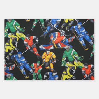 Ice Hockey Collection Wrapping Paper Sheets | Zazzle