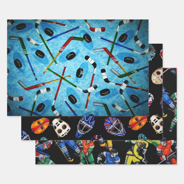 Ice Hockey Collection Wrapping Paper Sheets | Zazzle