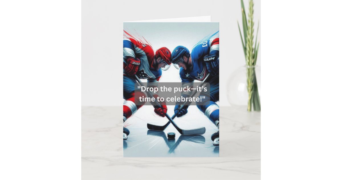Ice Hockey Faceoff for Fun Team Card | Zazzle