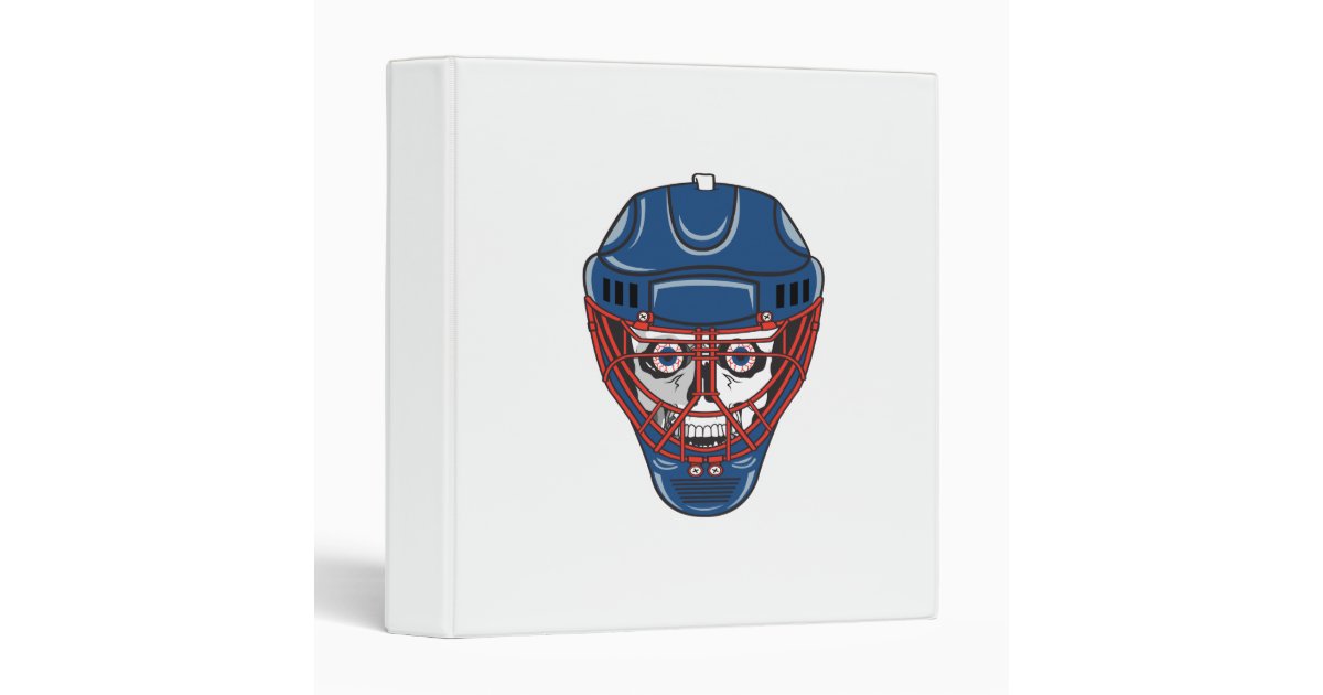 ice hockey goalie mask skull design 3 ring binder | Zazzle