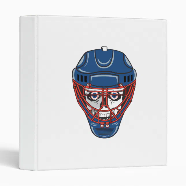 ice hockey goalie mask skull design 3 ring binder | Zazzle