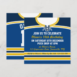 Ice Hockey Jersey Themed Party Invites Template | Zazzle