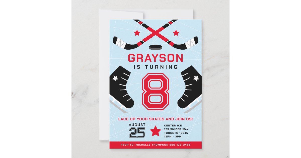 Ice Hockey Kids Birthday Party Invitation | Zazzle