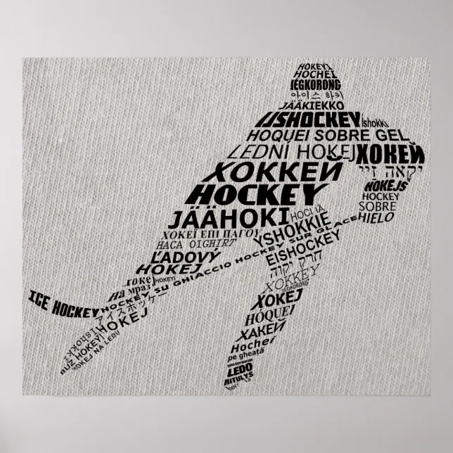 Ice Hockey Languages Text Art Poster | Zazzle