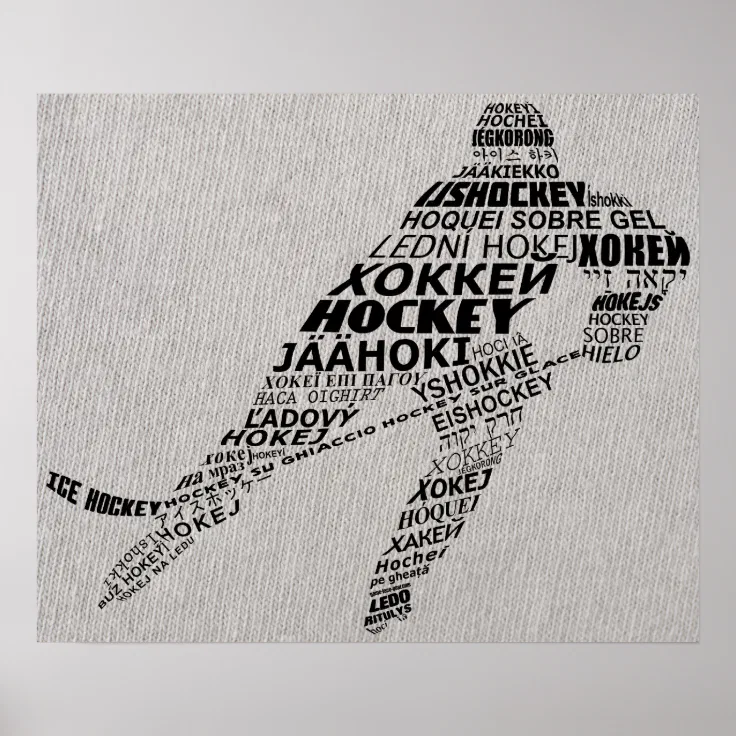 Ice Hockey Languages Text Art Poster | Zazzle