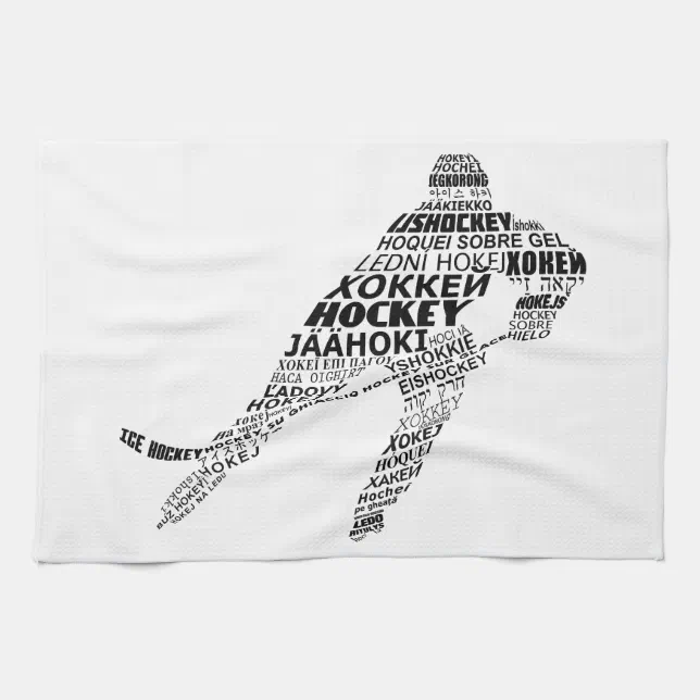 Ice Hockey Languages Text Art Towel | Zazzle