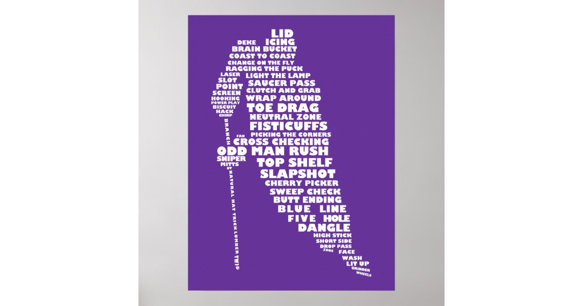 Ice Hockey Player Calligram Posters | Zazzle