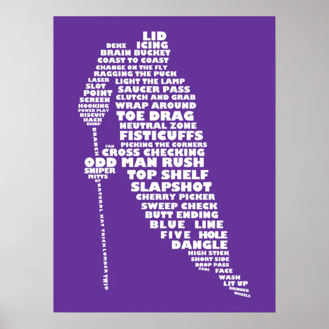 Ice Hockey Player Calligram Posters | Zazzle