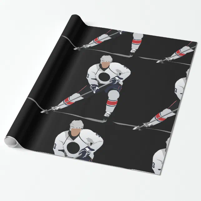 Ice Hockey Player Glossy Wrapping Paper | Zazzle