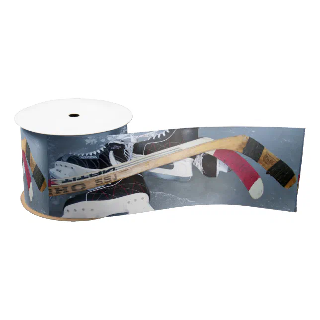 Ice Hockey Satin Ribbon | Zazzle