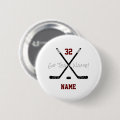 Ice Hockey Sticks Team Custom Player Name Number Button | Zazzle