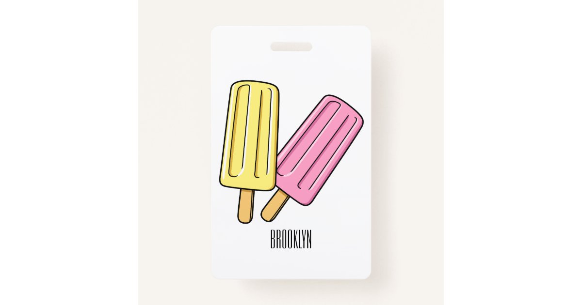 Ice pop cartoon illustration badge | Zazzle