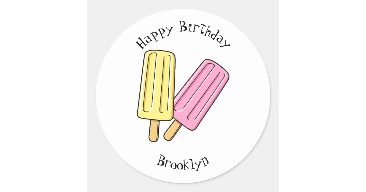 Ice pop cartoon illustration classic round sticker | Zazzle
