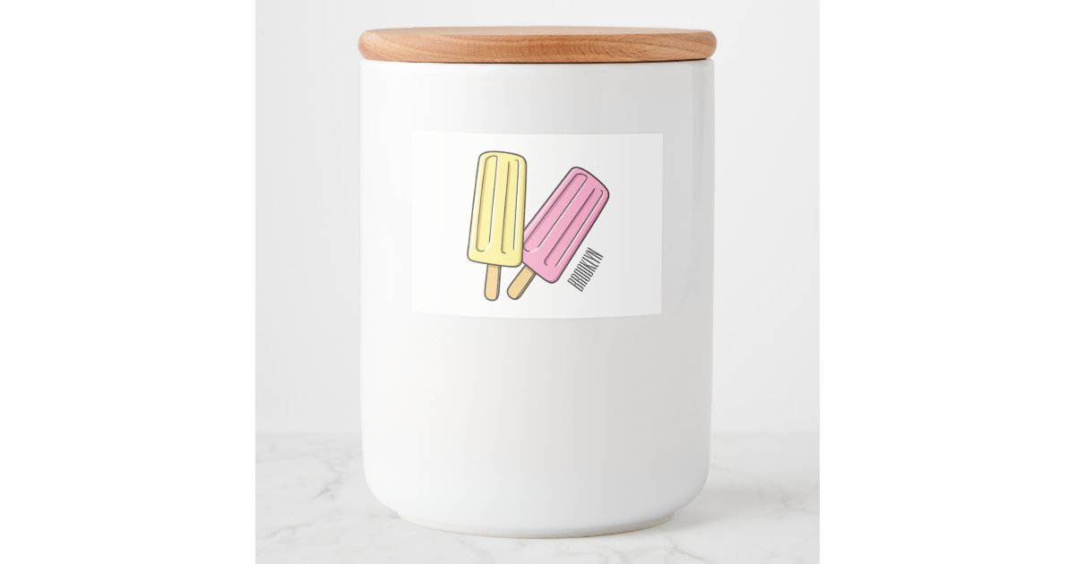 Ice pop cartoon illustration food label | Zazzle