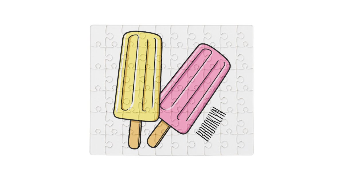 Ice pop cartoon illustration jigsaw puzzle | Zazzle