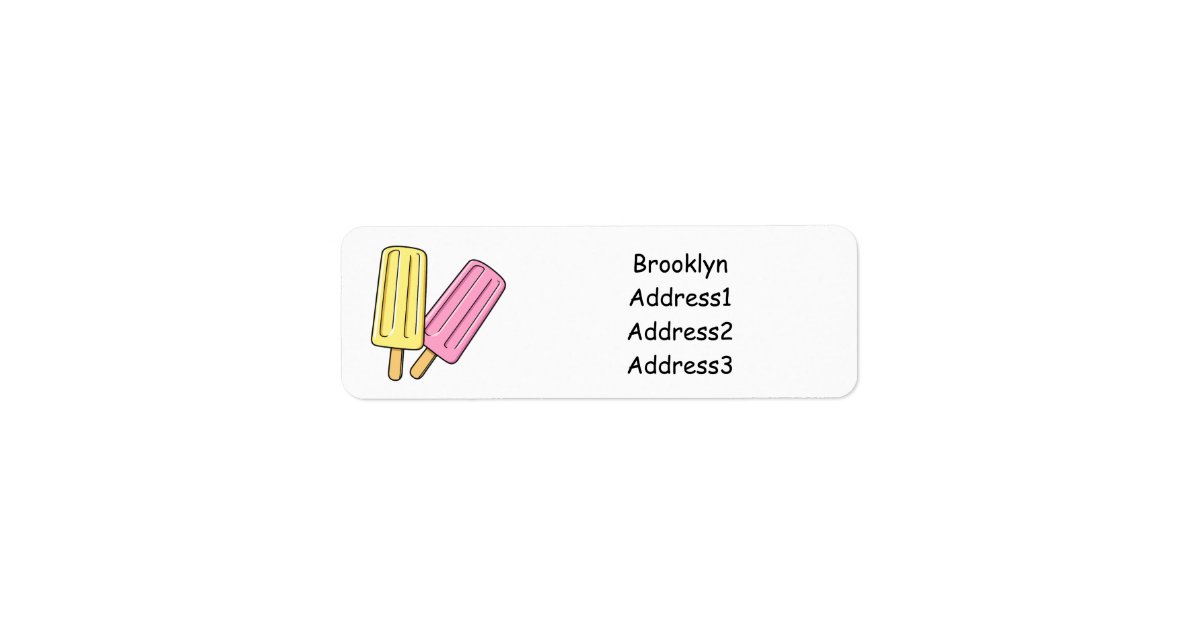 Ice pop cartoon illustration label | Zazzle