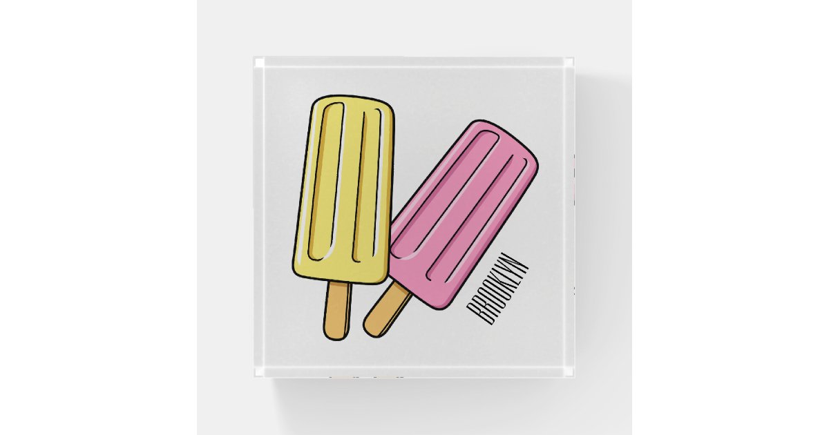 Ice pop cartoon illustration paperweight | Zazzle