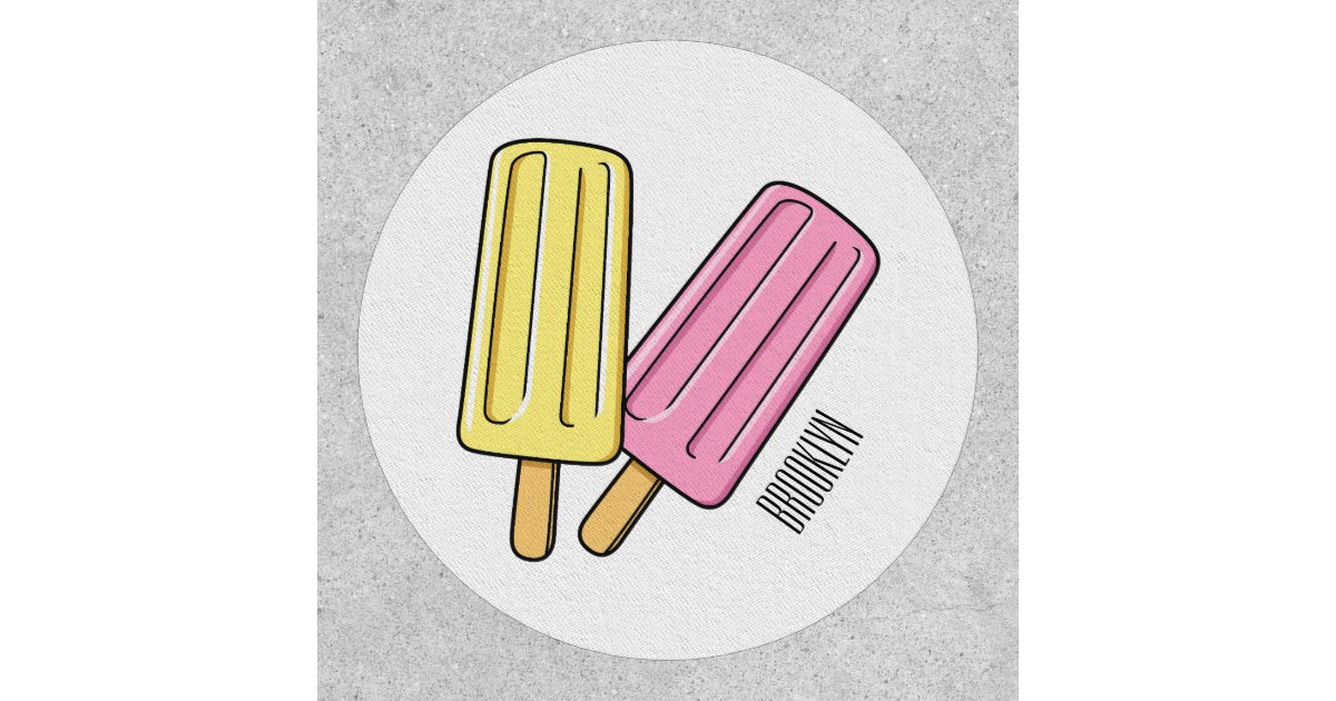 Ice pop cartoon illustration patch | Zazzle