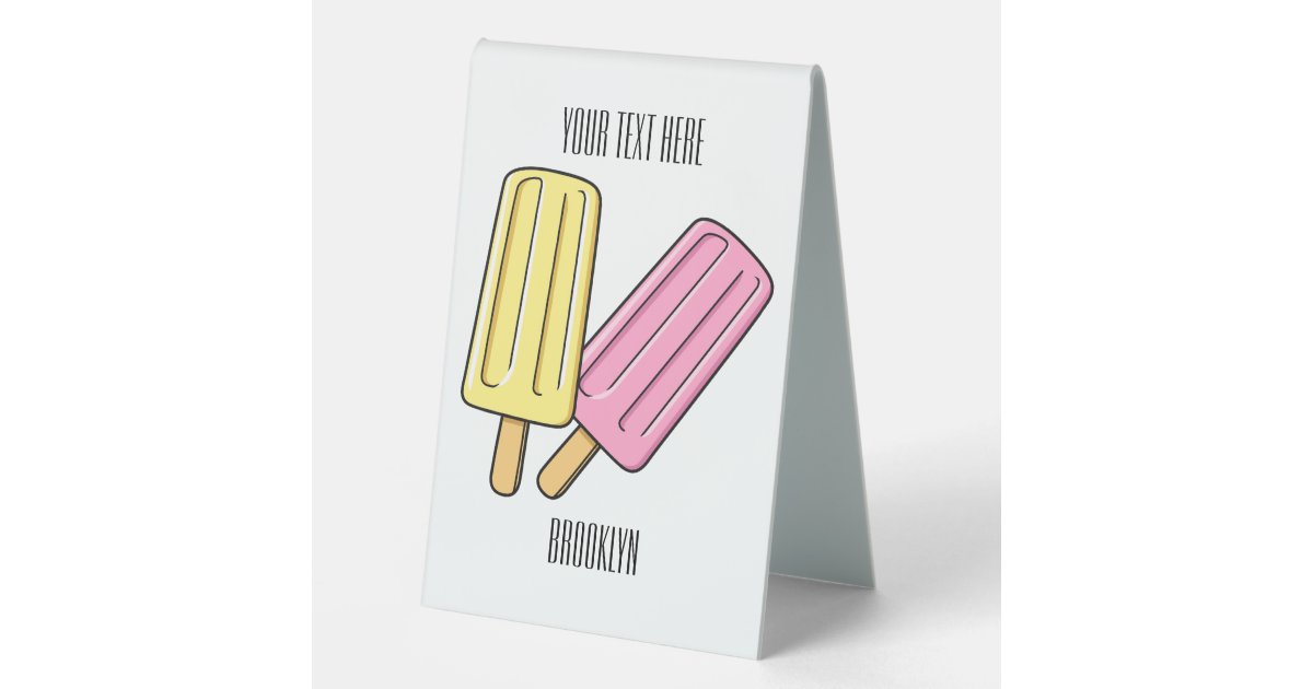 Ice pop cartoon illustration table tent sign | Zazzle