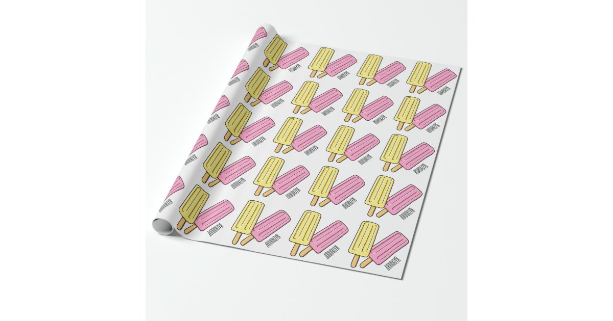 Ice pop cartoon illustration wrapping paper | Zazzle