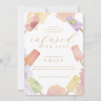 Ice Pop Cocktail Bridal Shower Infused With Love Invitation | Zazzle