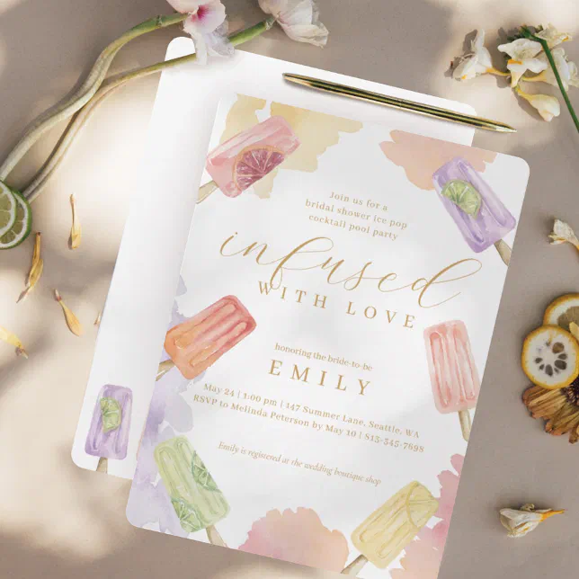 Ice Pop Cocktail Bridal Shower Infused With Love Invitation | Zazzle