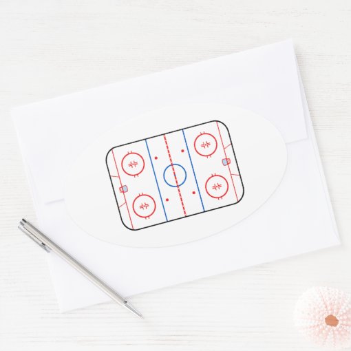Ice Rink Diagram Hockey Game Companion Oval Sticker | Zazzle