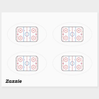 Ice Rink Diagram Hockey Game Companion Oval Sticker | Zazzle