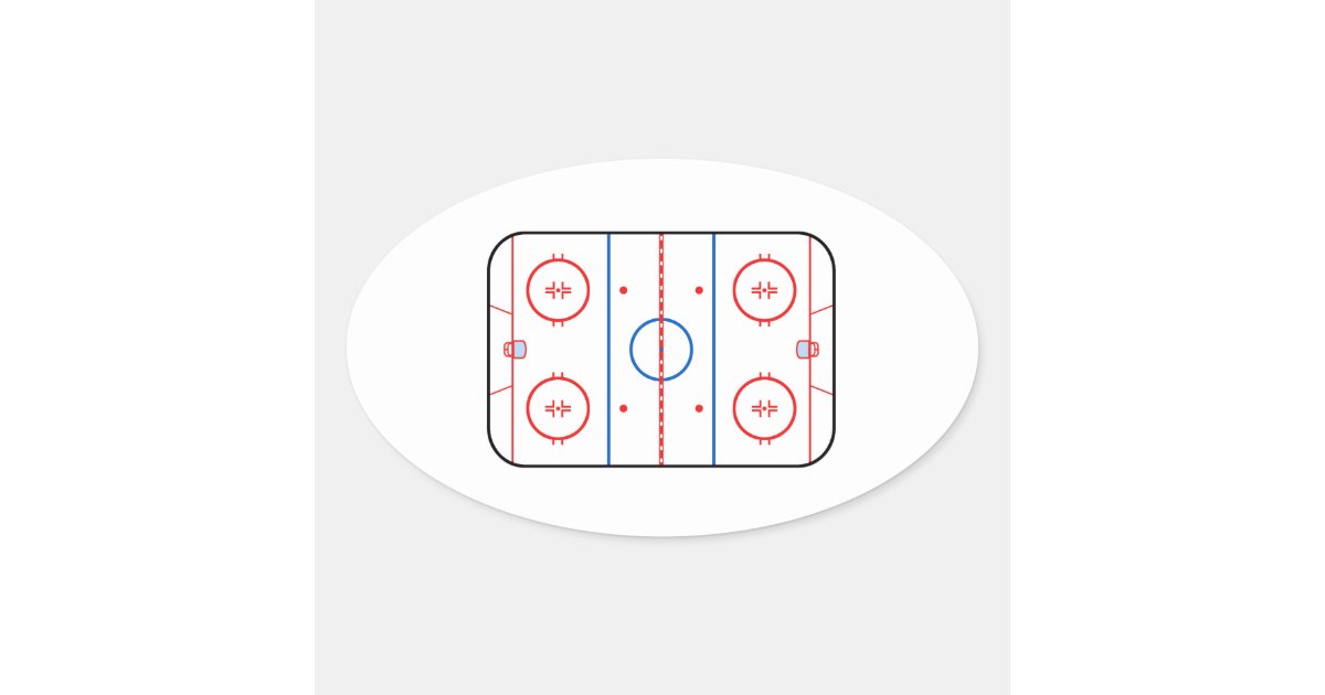 Ice Rink Diagram Hockey Game Companion Oval Sticker | Zazzle