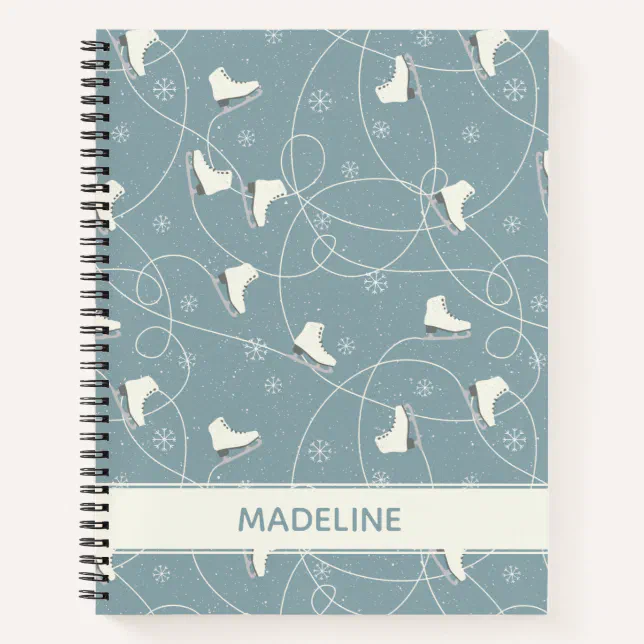 Ice Skate and Snowflake Pattern Notebook | Zazzle