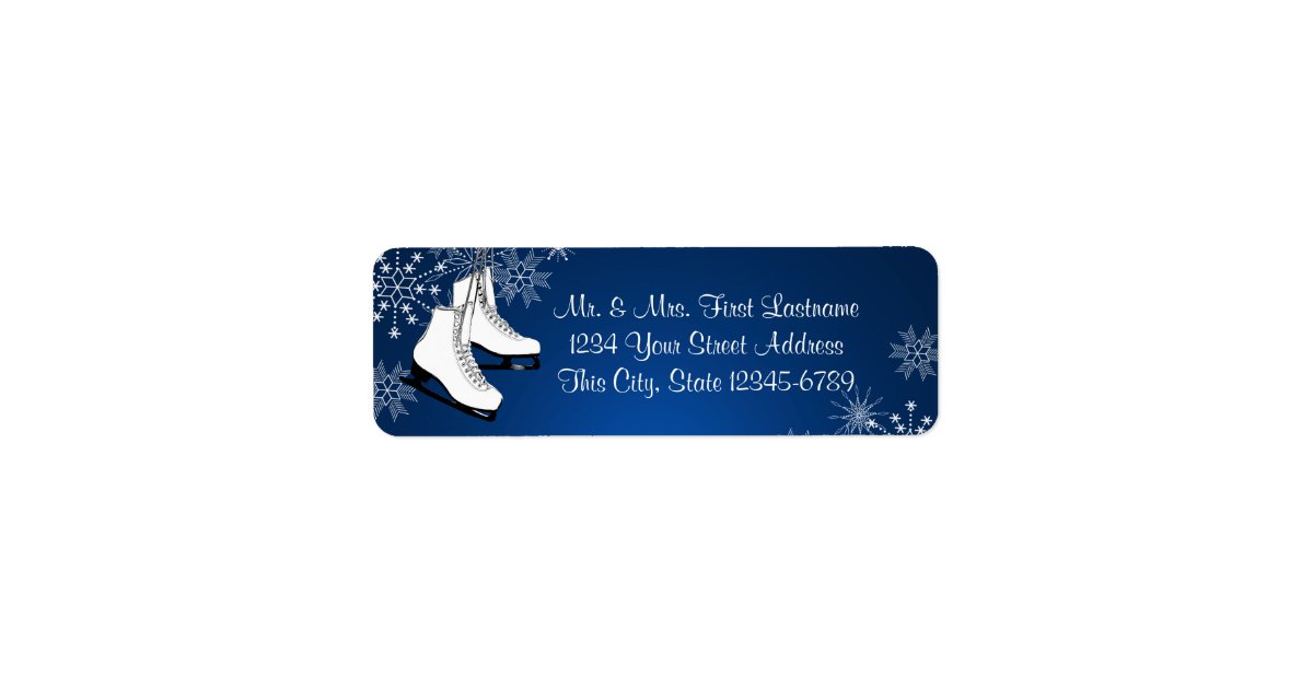 Ice Skates and Snowflakes Blue Label | Zazzle