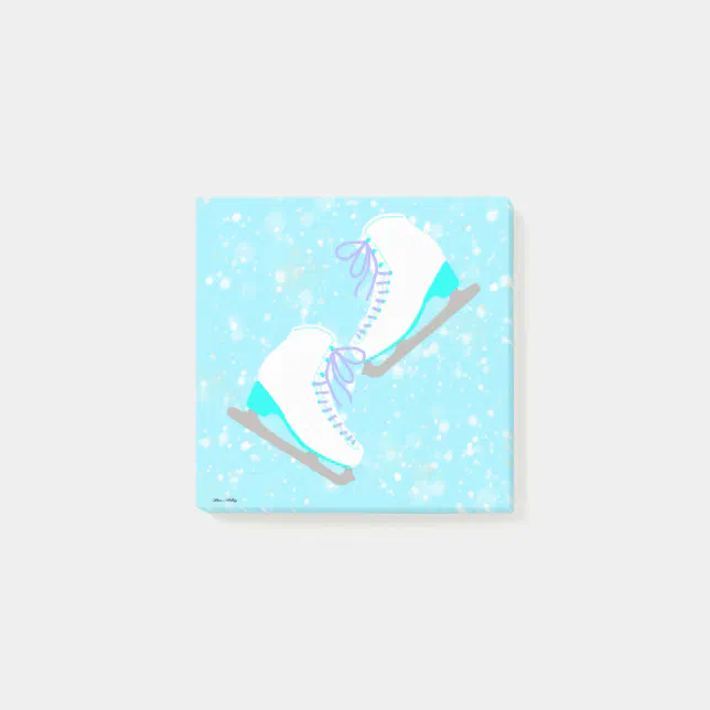 Ice Skates Pattern Cute Blue Figure Skating Post-it Notes | Zazzle
