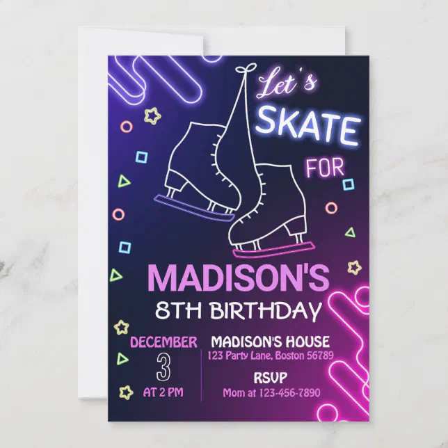 Ice Skating Birthday Invitation Ice Skate Invite | Zazzle