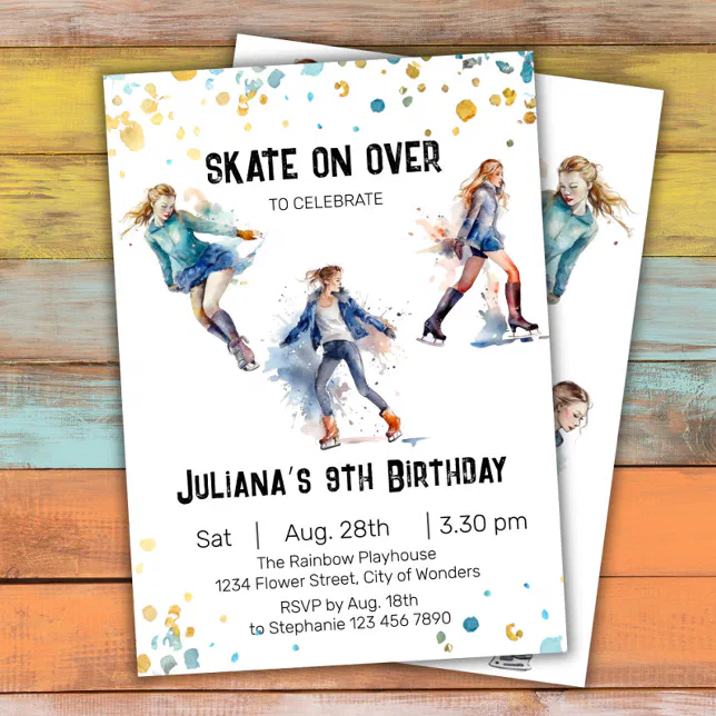 Ice-Skating Birthday Invitation, Ice Skating Party Invitation | Zazzle