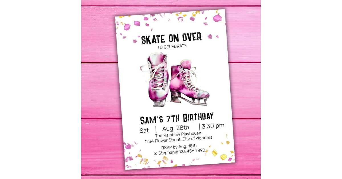 Ice Skating Birthday Invitation, Ice-Skating Party Invitation | Zazzle
